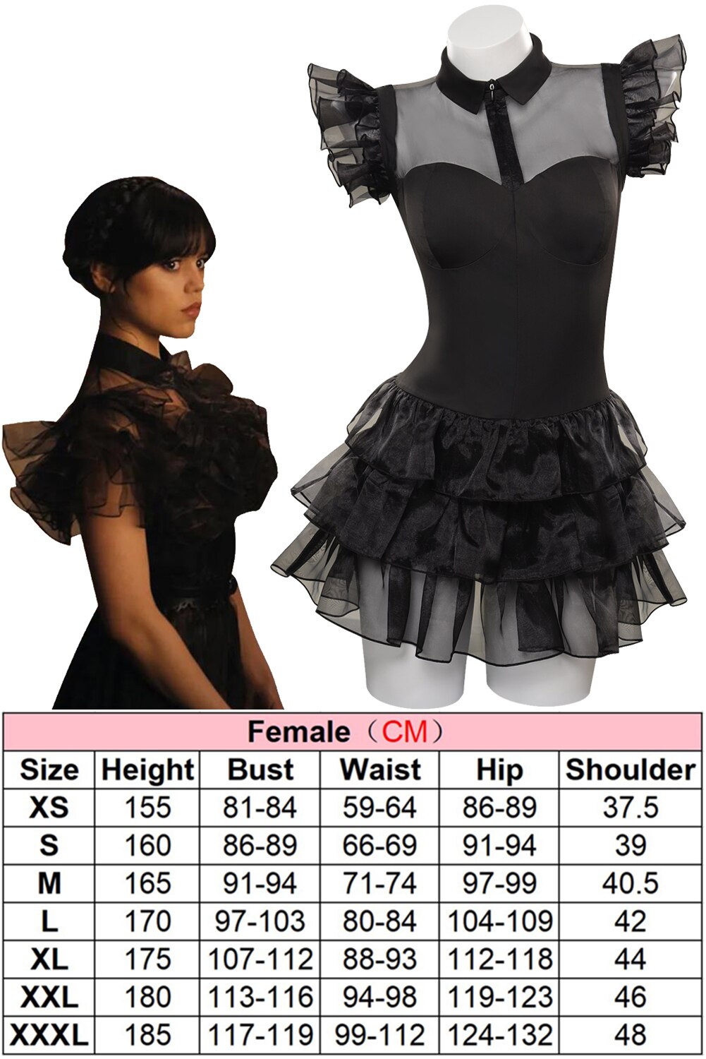 Sexy Wednesday Addams Dress, Secy Wendy Adams Pugsley Costume ...