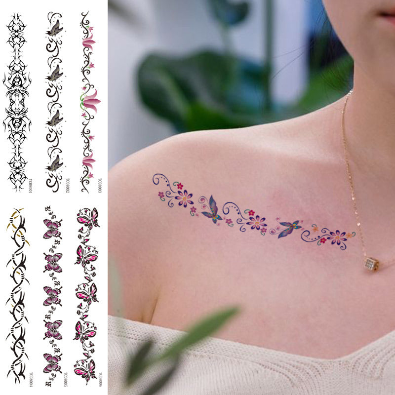 Wrist Tattoo Stickers Disposable Collarbone Sexy Flower Tattoo Sticker ...